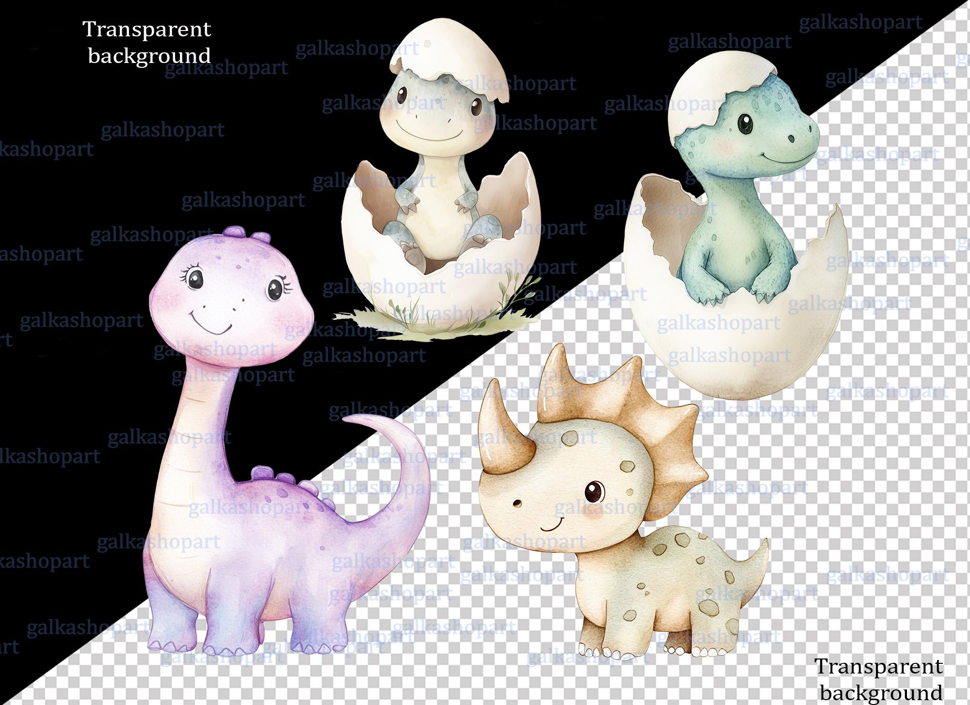 Watercolor Dinosaur Baby Clipart PNG: Jurassic Nursery Illustration for ...