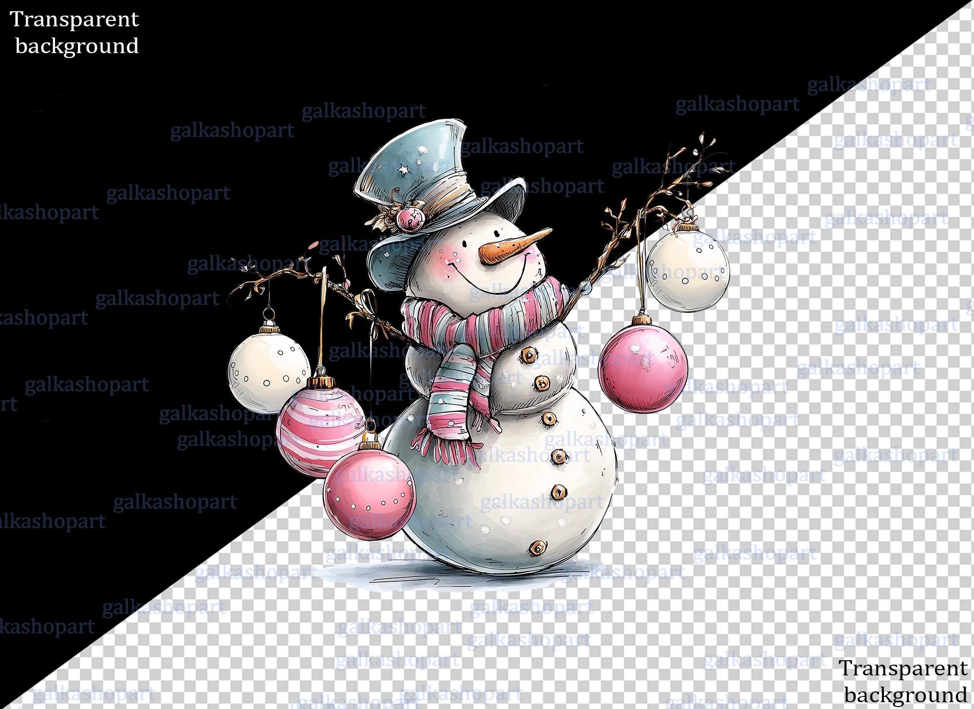 Family Christmas Ornament Clipart Set: Snowman With Name Baubles PNG ...