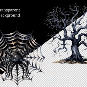 Cute Halloween Watercolor Clipart PNG: 17 Spooky Pumpkin, Ghost, Witch ...