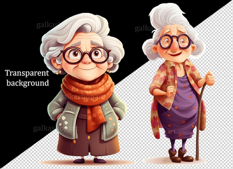 Funny Old Ladies Clipart PNG Old Aged People Watercolor - Etsy UK