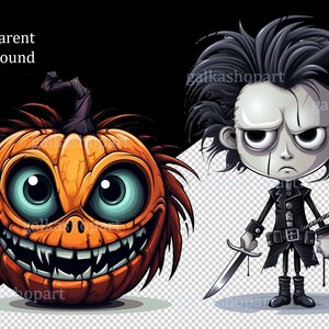 Cute Halloween Watercolor Clipart PNG: 17 Spooky Pumpkin, Ghost, Witch ...