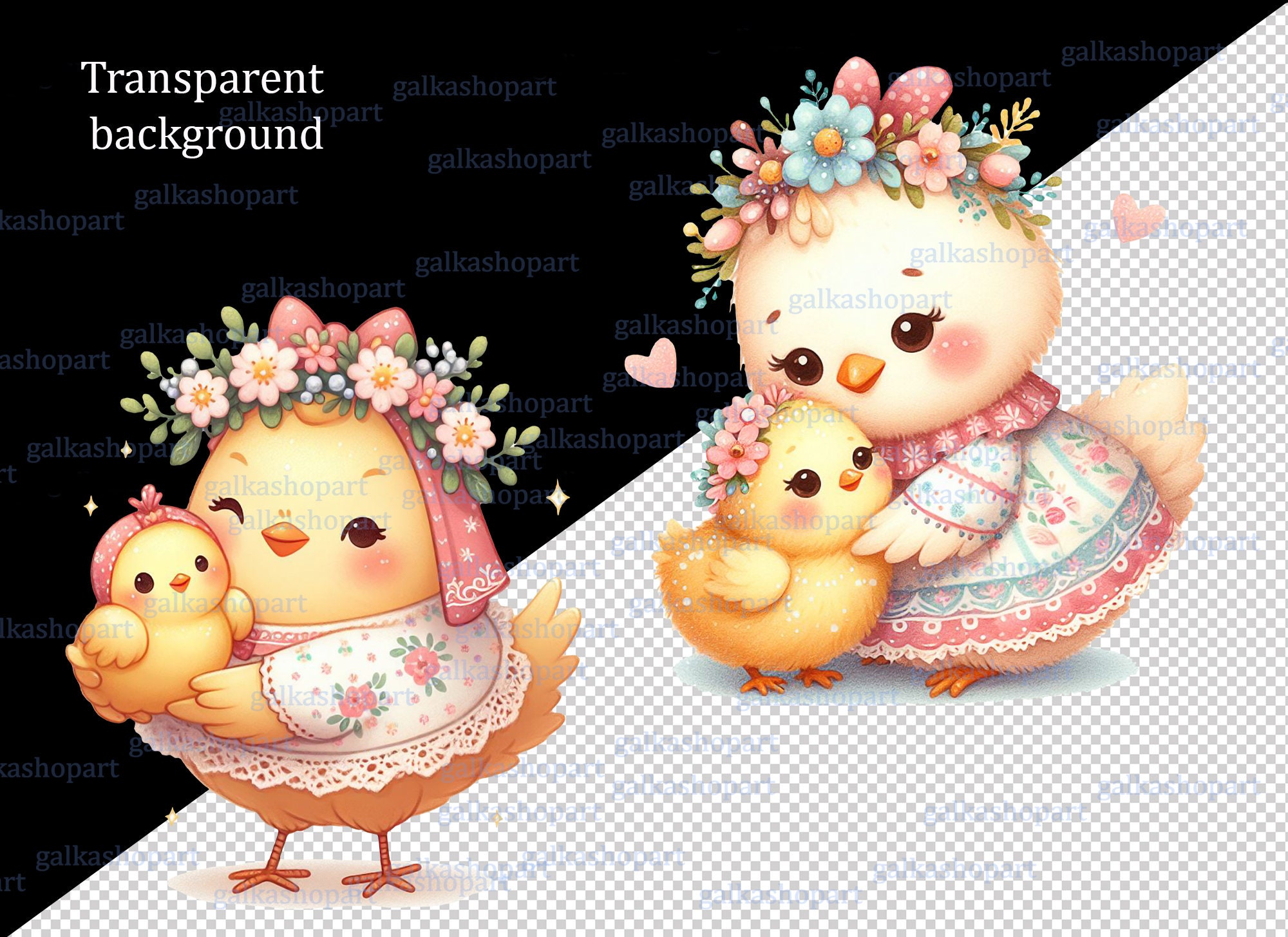 Watercolor Easter Chick & Hen Clipart: Cute Pastel Farm Animals With ...
