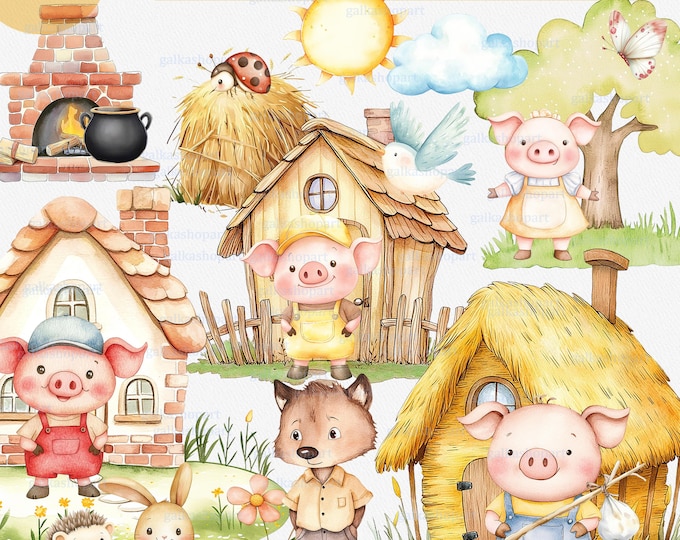 Three Little Pig Clipart Set / Instant Download - 13009 - Etsy Canada