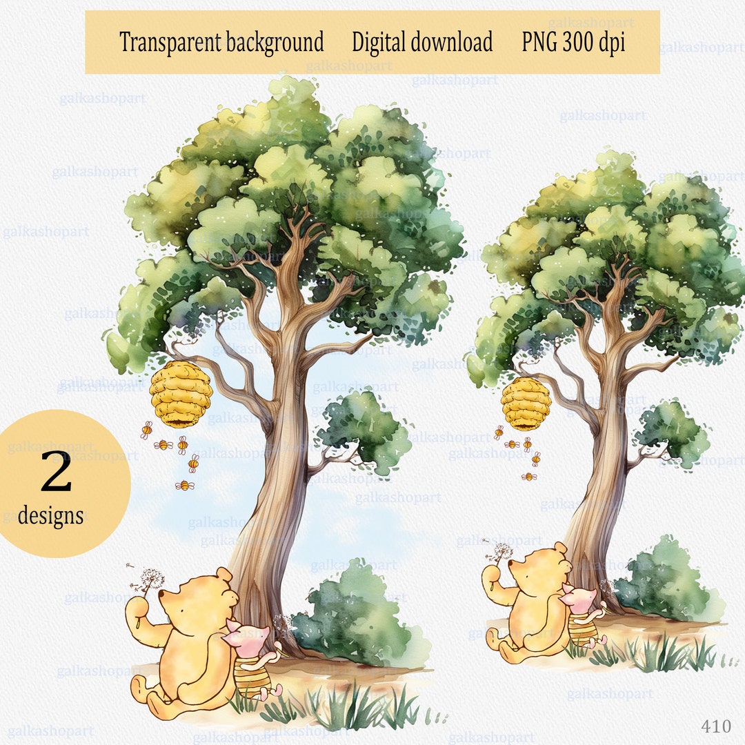Classic Winnie the Pooh and Piglet Sitting Under Tall Tree for ...