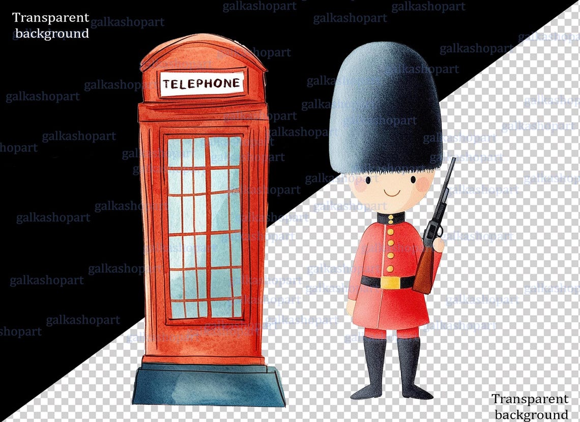 London Watercolor PNG Clipart: VE Day 80th Anniversary Art, Landmarks ...
