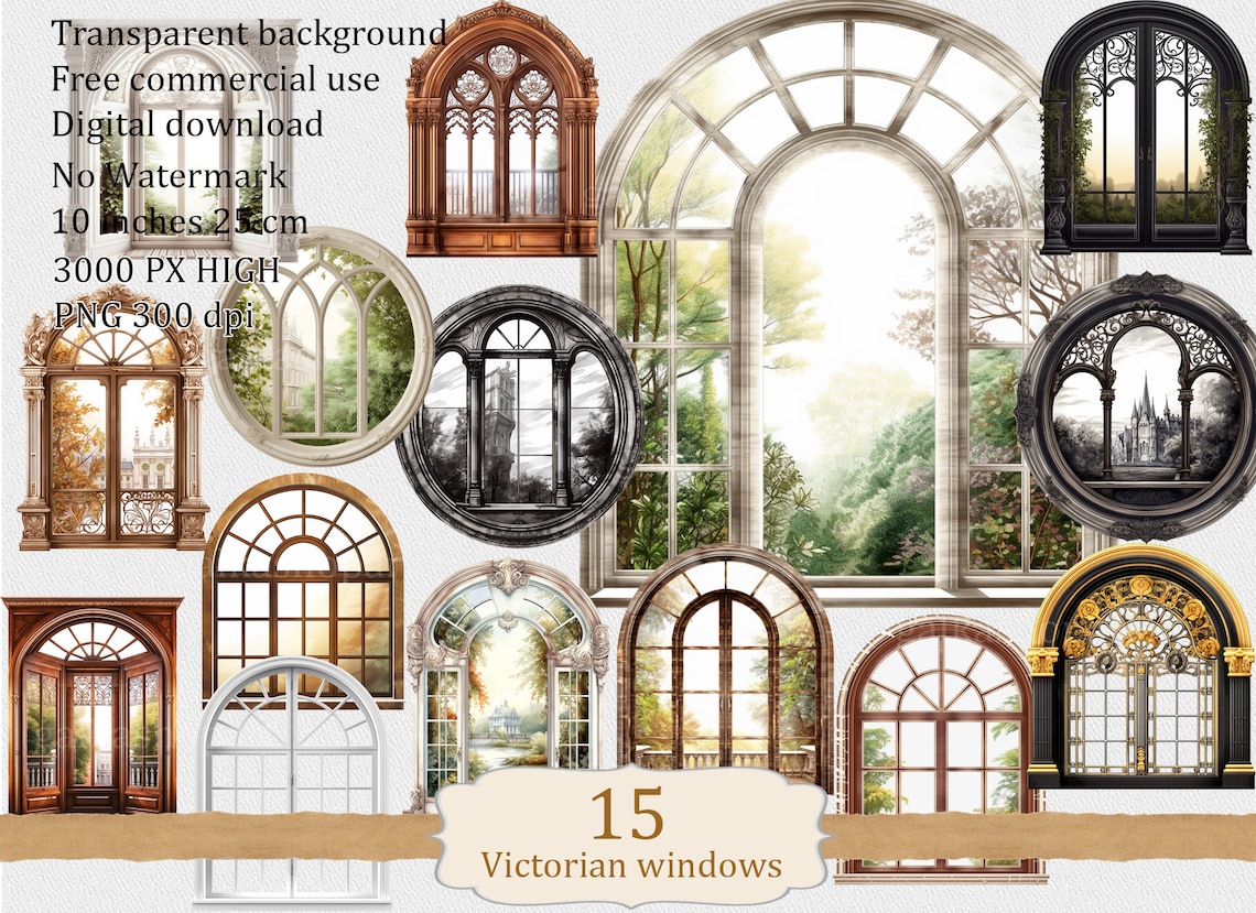 Victorian Architecture Windows Separate Images Digital Image - Etsy