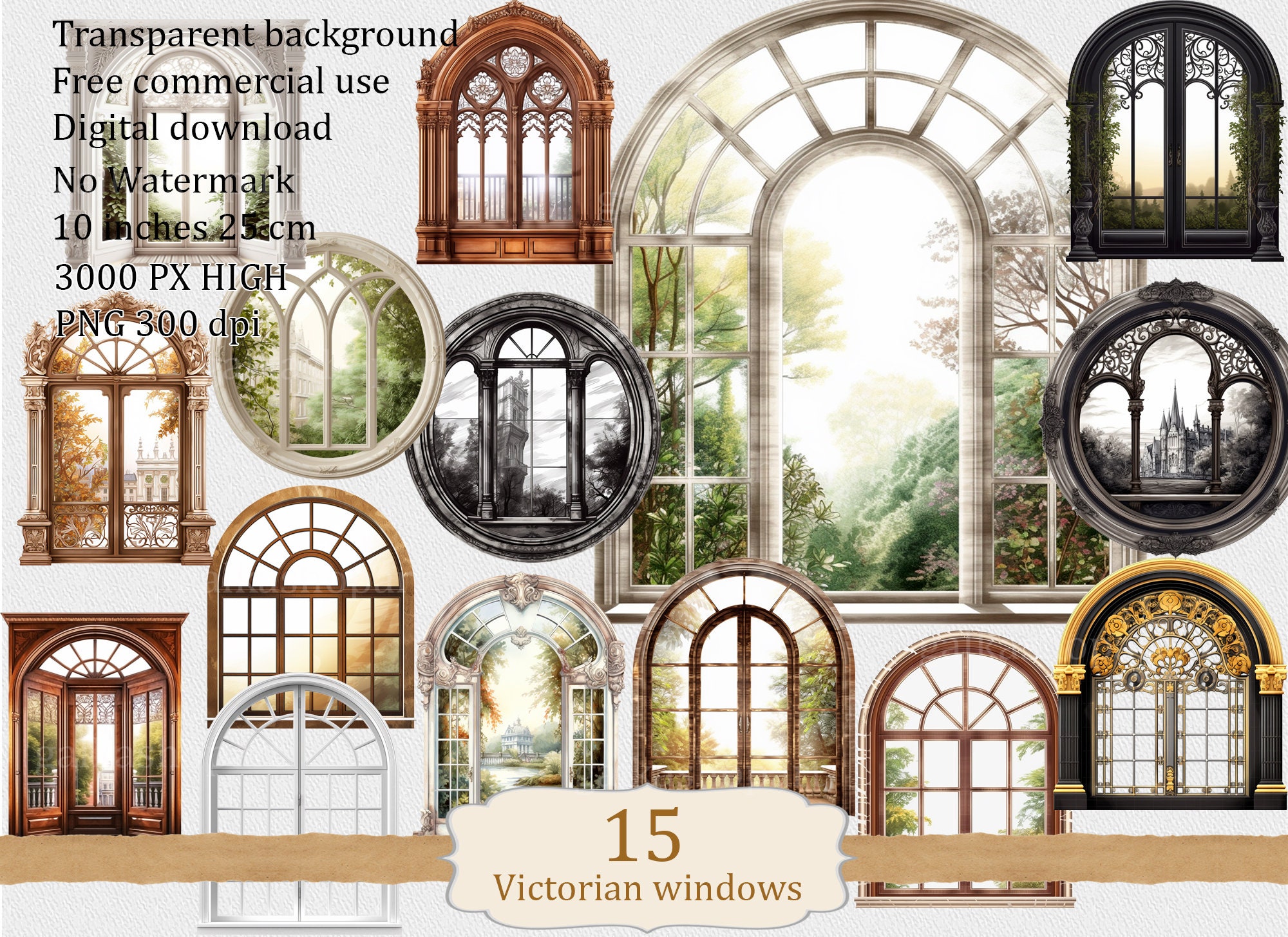 Victorian Architecture Windows Separate Images Digital Image - Etsy