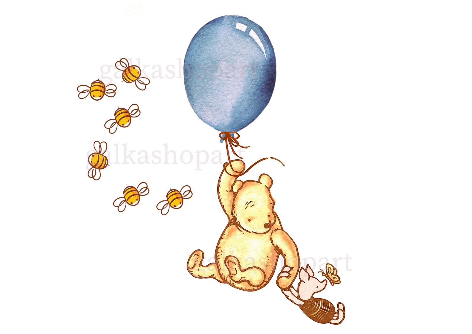 Classic Winnie the Pooh Sublimation Design Watercolor Baby - Etsy