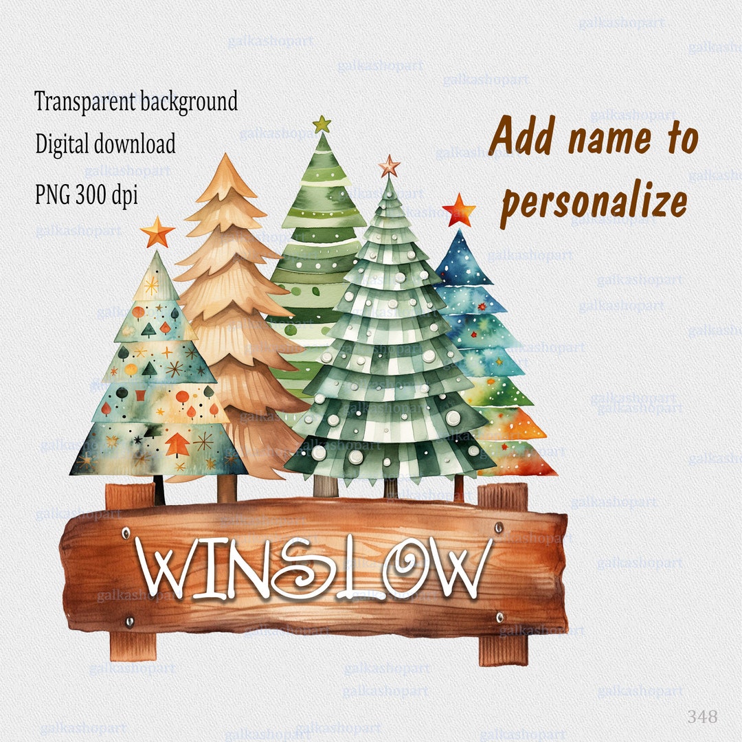 Child Name Christmas Trees Frame PNG Clipart: Gender Neutral ...
