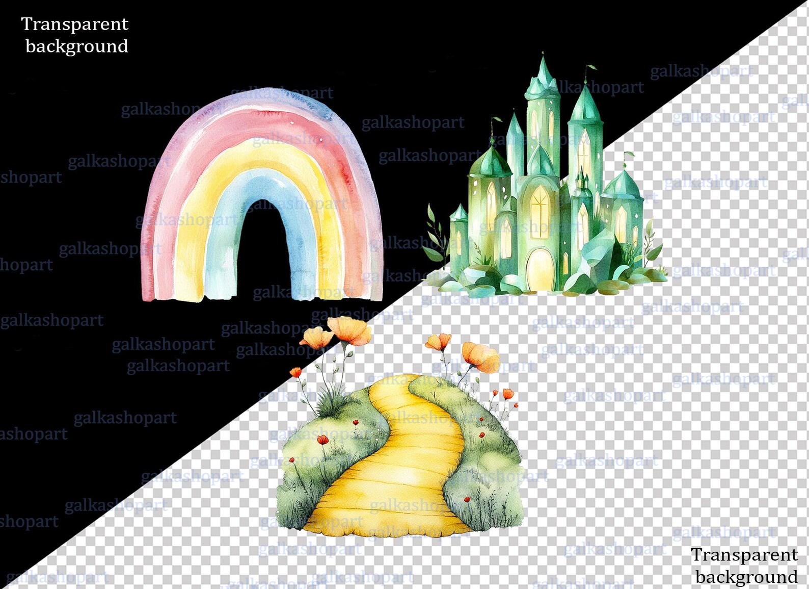 Wizard of Oz Watercolor Clipart PNG, Fairytale Characters: Dorothy, Tin ...