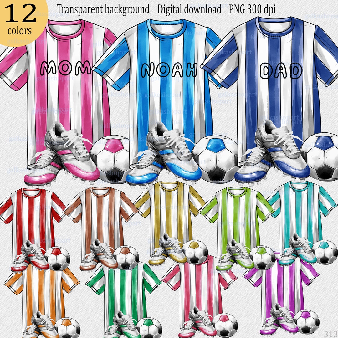 Football Kit Png Sublimation Design: Soccer Boots, Striped T-shirt ...