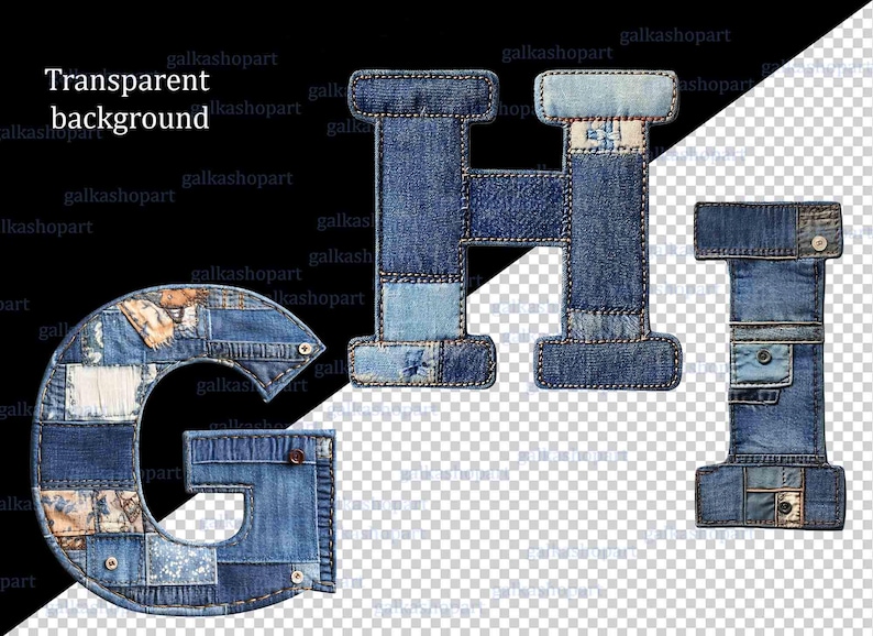 Denim Alphabet Pngs Individual Letters Clipart Jeans Patchwork Font ...