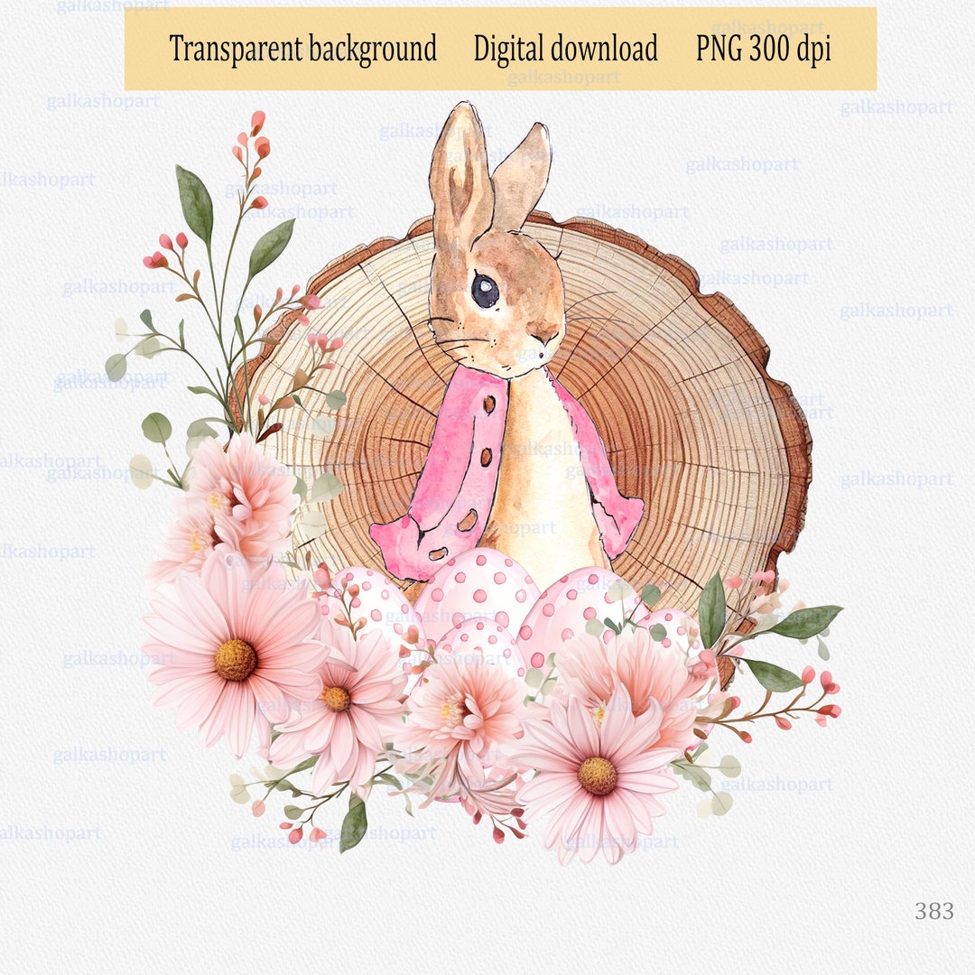 Peter Rabbit With Floral Border and Easter Eggs on the Background of ...