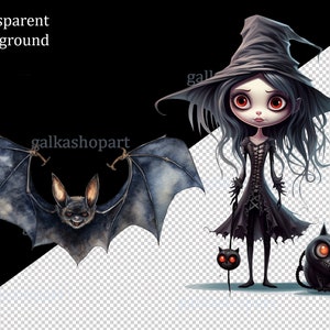 Creepy Cute Halloween Clipart PNG: Spooky Kids, Pumpkin, Ghost, Witch ...