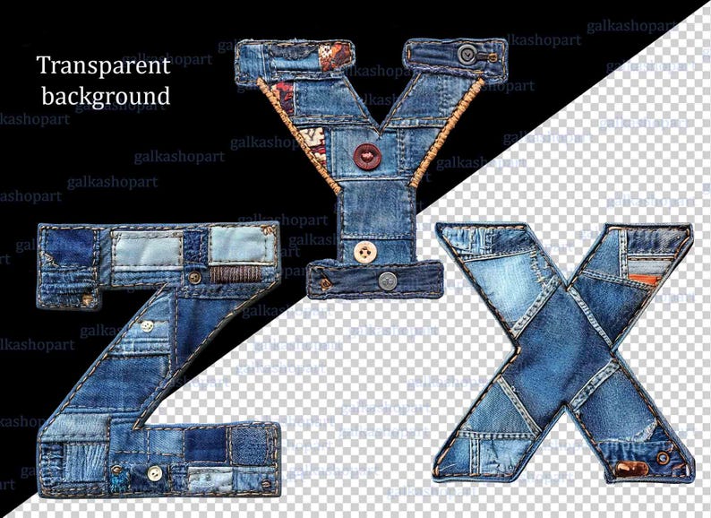 Denim Alphabet Pngs Individual Letters Clipart Jeans Patchwork Font ...