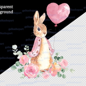 Pink Floral Peter Rabbit, Flowers and Greenery Sublimation Graphic ...