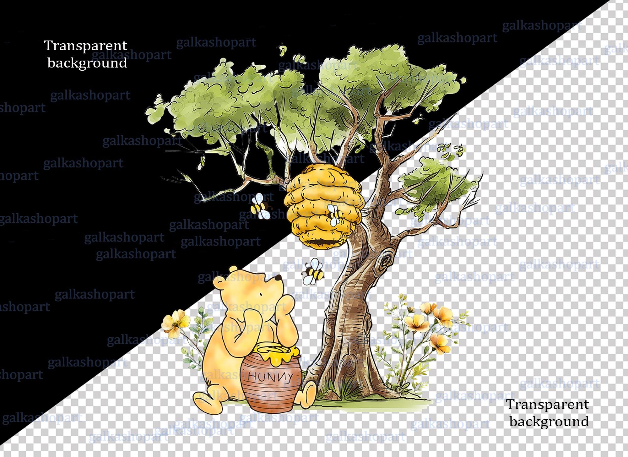 Classic Winnie the Pooh Under Tree Clipart PNG: Children Party Decor ...