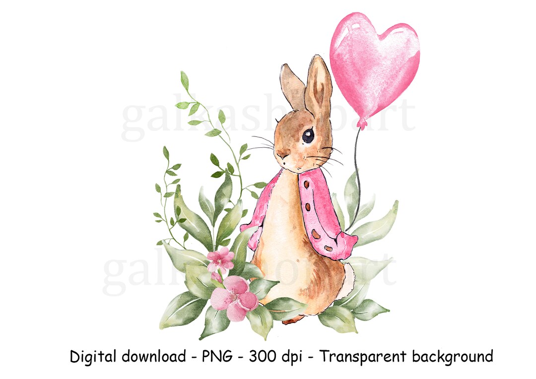Pink Flopsy Bunny Flowers Sublimation Graphic Peter Rabbit - Etsy