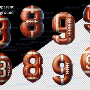 Dynamic Football Numerals PNG Clipart: Set of 40 Individual Numbers in ...