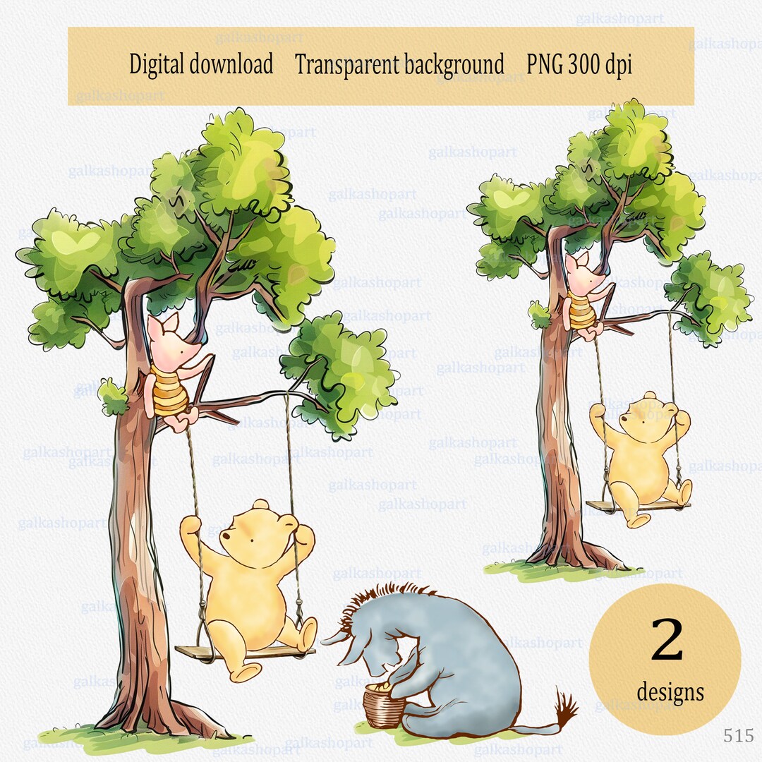 Classic Winnie the Pooh Winnie the Pooh on a Swing and His Friends ...