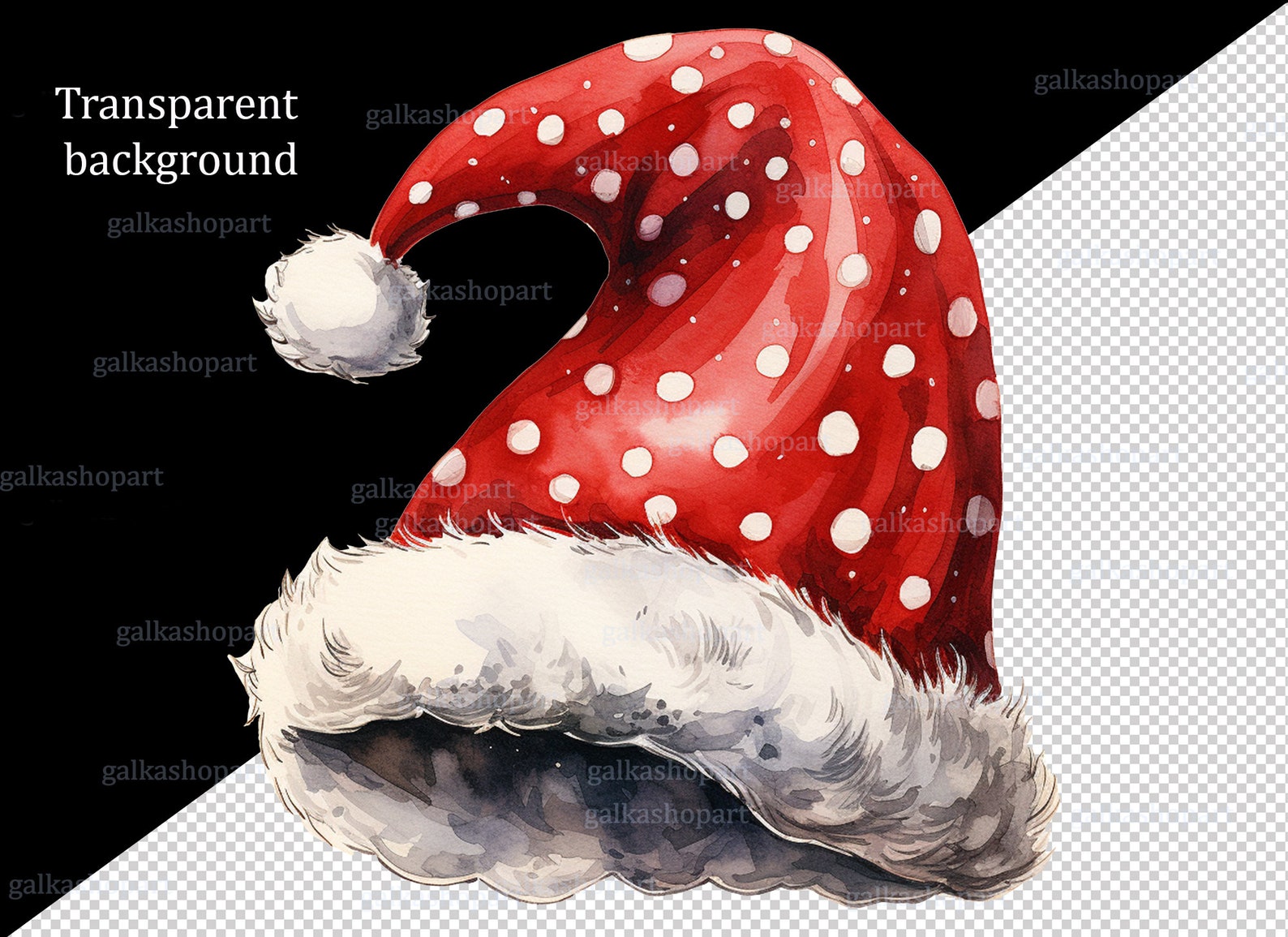 Christmas Santa Hat PNG Clipart: Set of 10 Winter Image, Holiday ...