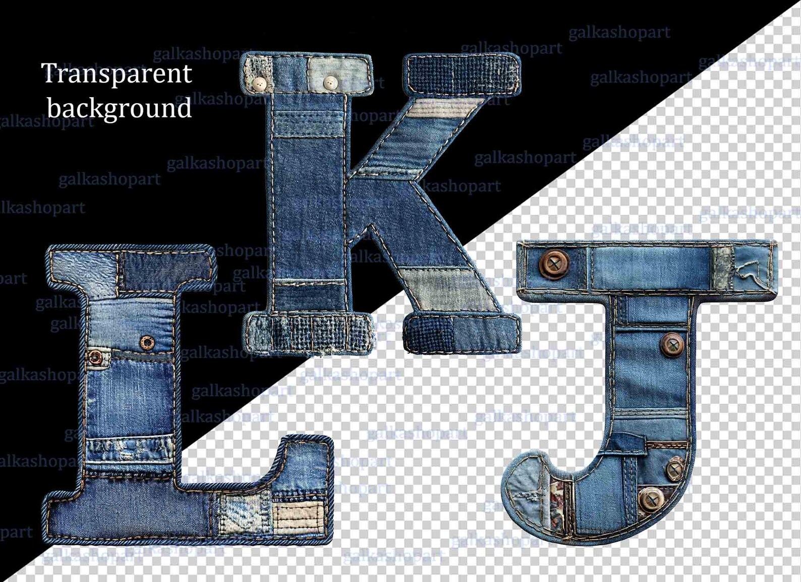 Denim Alphabet Pngs Individual Letters Clipart Jeans Patchwork Font ...