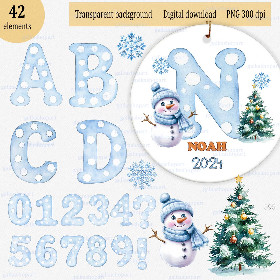PNG Clipart of Winter Snowy Alphabet in Polka Dots for Personalized ...