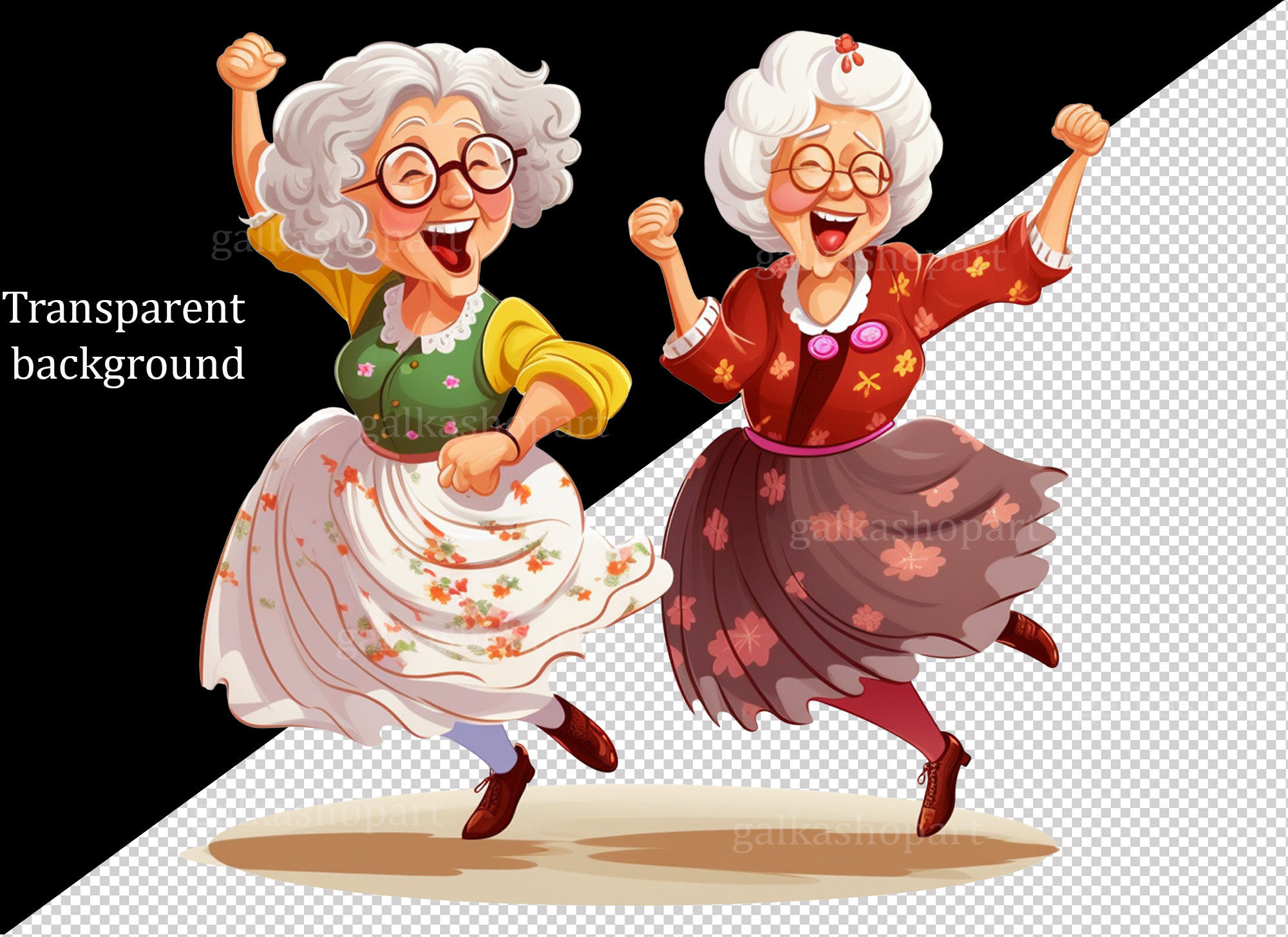 Cheerful Old Ladies Clipart PNG Active Old Men Happy Women - Etsy