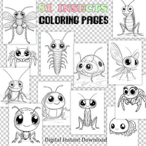 Printable Insects Coloring Pages for Kids, Drawing Activity, Quirky ...