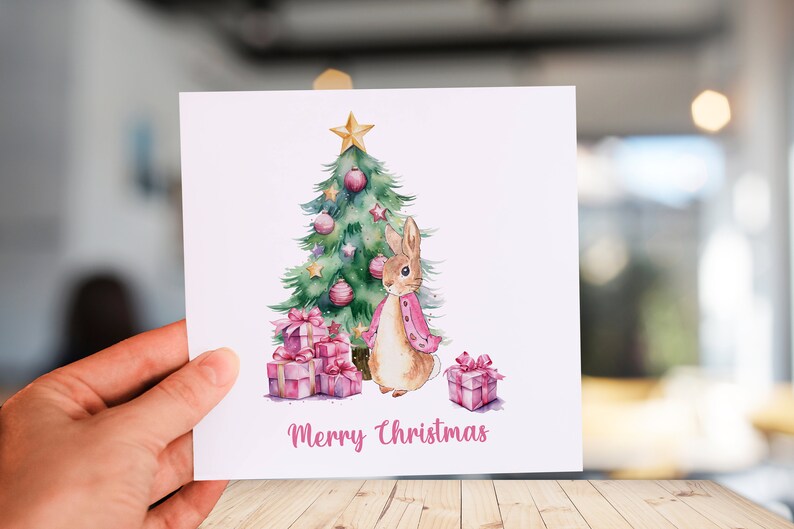 Flopsy Bunny Christmas Tree Clipart PNG: Watercolor Pink Peter Rabbit ...