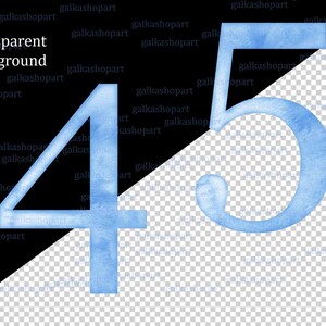 Blue Watercolor Numbers Clipart, Numeral Clip Art Boys Symbols ...