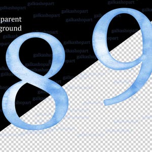 Blue Watercolor Numbers Clipart, Numeral Clip Art Boys Symbols ...