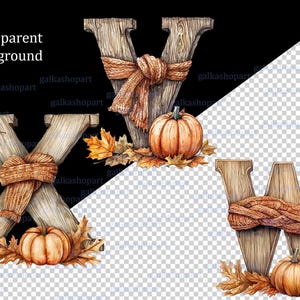 Cozy Autumn Alphabet Pngs Clipart Individual Letters With Leaves ...