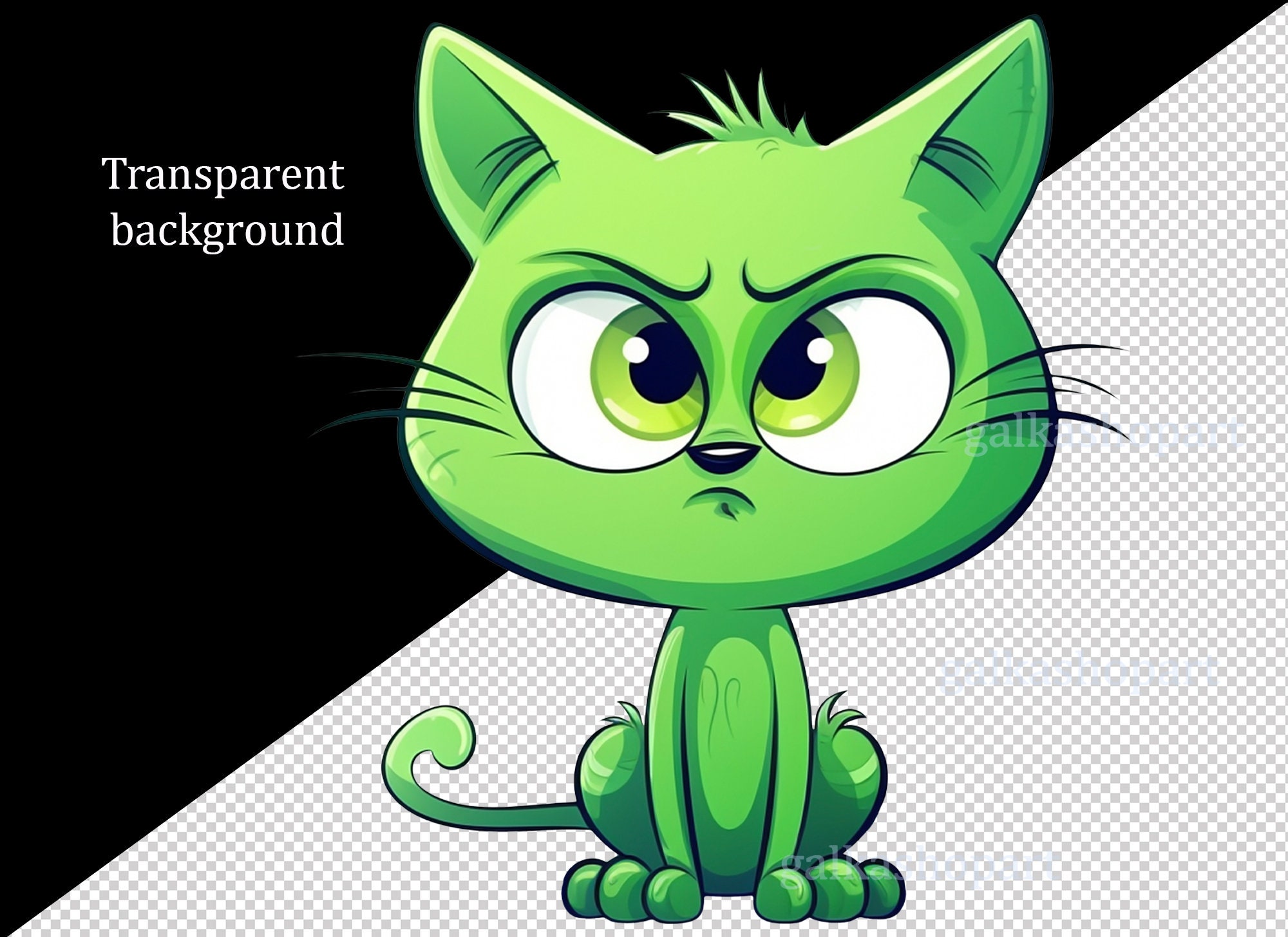 Green Cat Clipart