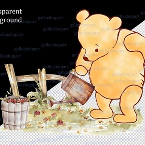 Classic Winnie the Pooh With Watering Can PNG: Floral Bear in Garden ...