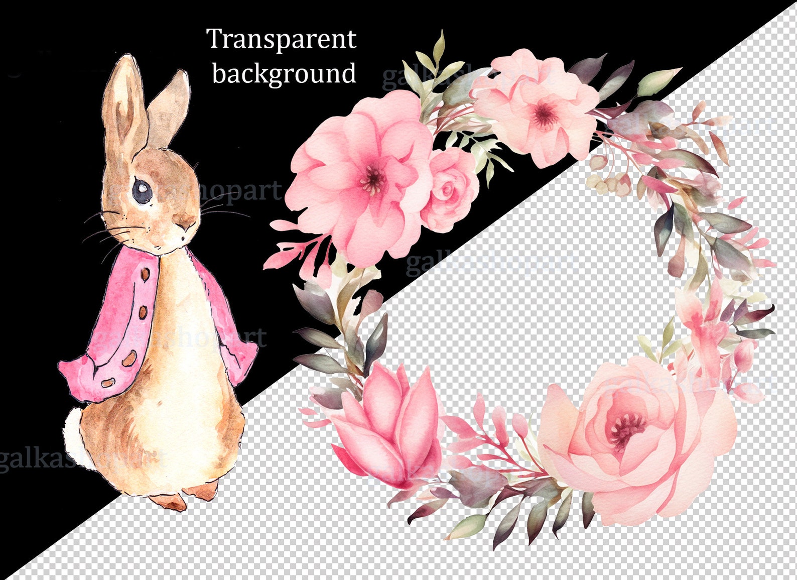 Pink Flopsy Bunny Clipart Bundle: Watercolor Peter Rabbit and - Etsy Canada