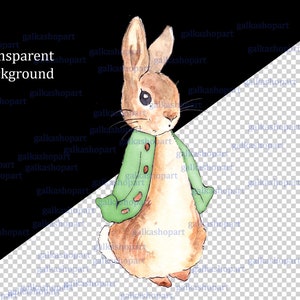 Peter Rabbit in Green Jacket: Watercolor Clipart Png Beatrix Potter ...