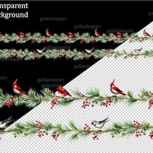 Watercolor Christmas Border Clipart PNG: Frame of Xmas Tree Branches ...