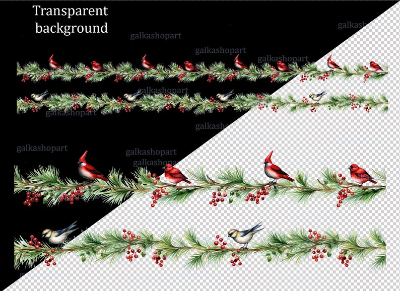 Watercolor Christmas Border Clipart PNG: Frame of Xmas Tree Branches ...