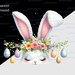 Happy Easter Floral Bunny Wreaths & Borders PNG Clipart: Rabbit Ears ...