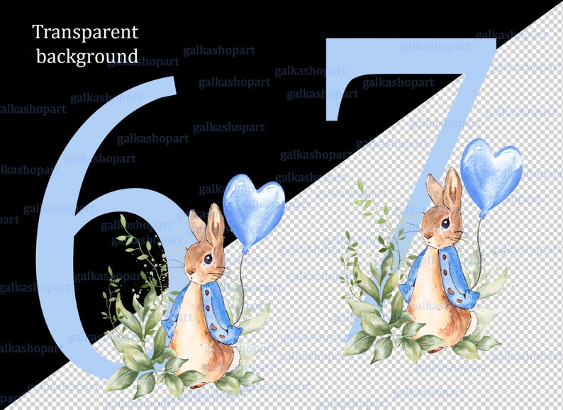 Peter Rabbit Blue Numeral Clipart: Set of 10 Individual Number With ...