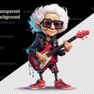 Set of 10 Crazy Old Granny Clipart PNG: Whimsical Elderly Characters in ...