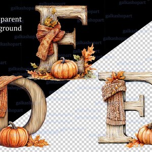 Cozy Autumn Alphabet Pngs Clipart Individual Letters With Leaves ...