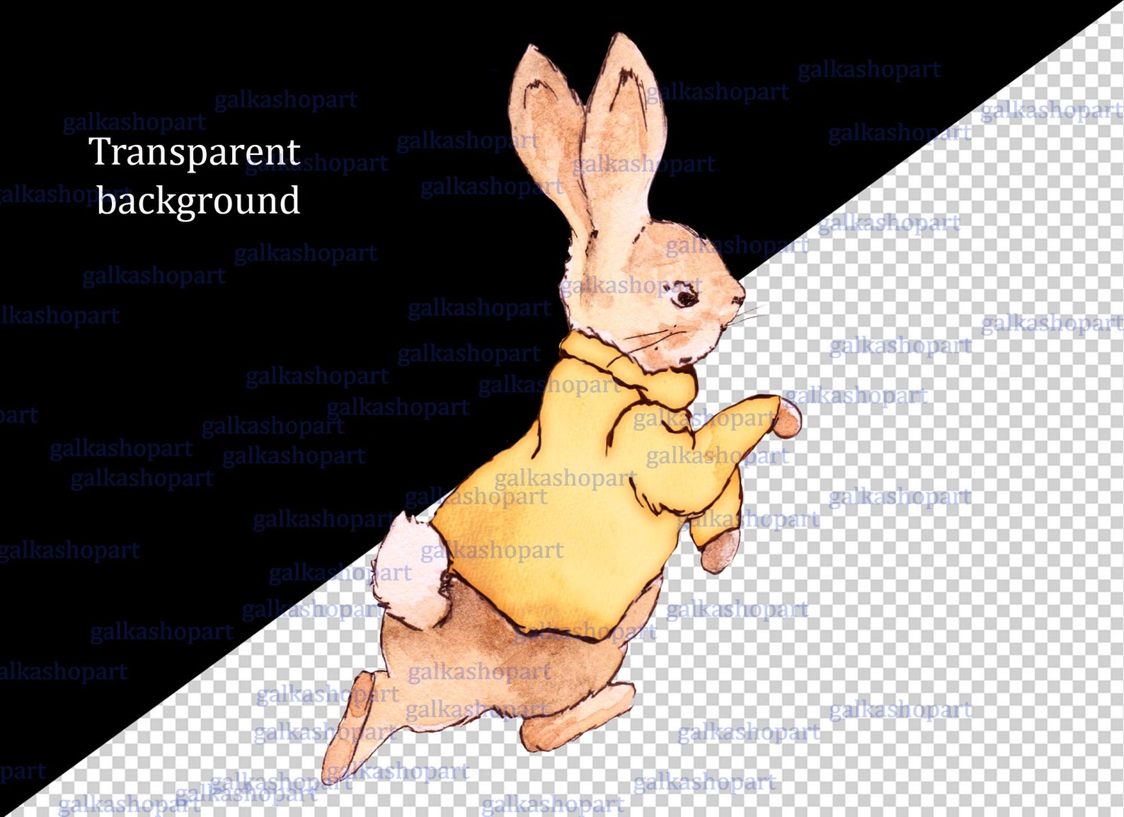 Peter Rabbit in Yellow Jacket: Watercolor Clipart Png Beatrix Potter ...