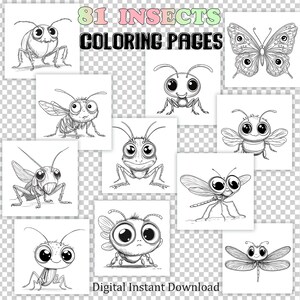Printable Insects Coloring Pages for Kids, Drawing Activity, Quirky ...