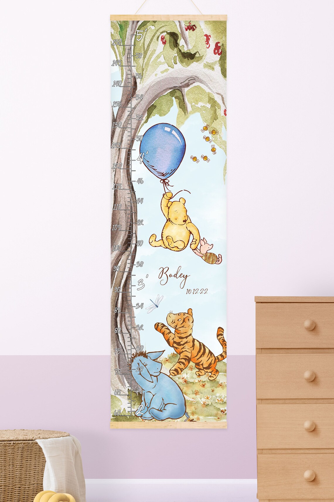 Adorable and Personalized Classic Winnie the Pooh Growth Chart ...