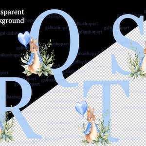 Peter Rabbit Blue Alphabet Clipart: Set of 26 Individual Letters With ...