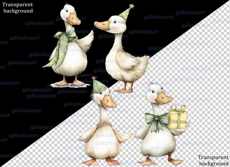 Silly Goose Cottagecore Clipart Set, Cute Watercolor Geese PNG, Farm ...