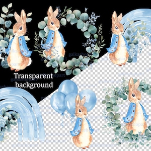 Peter Rabbit Blue Alphabet & Numeral Clipart PNG: 26 Watercolor ...