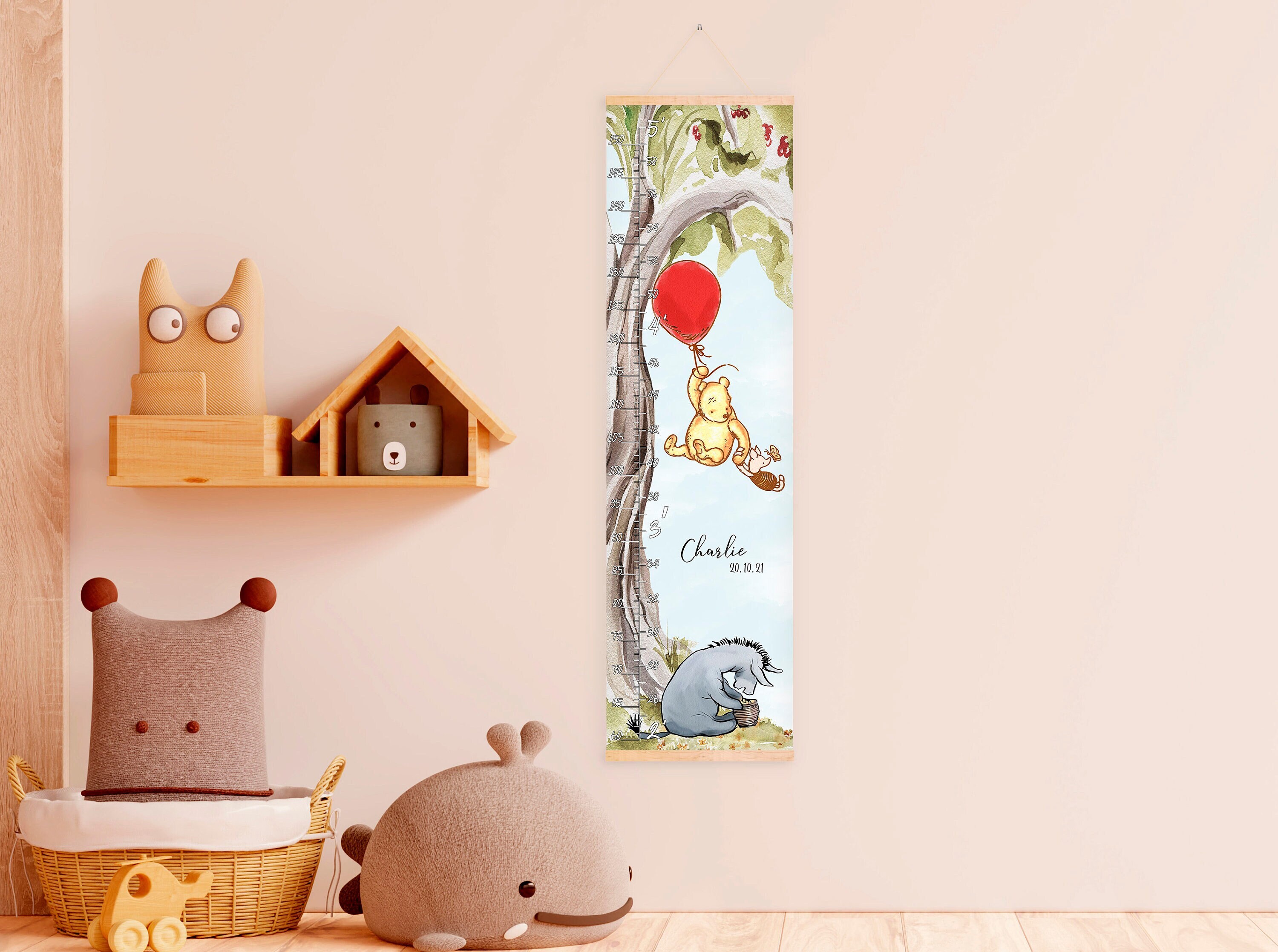 Classic Winnie the Pooh & Friends Height Chart, Personalized Vintage ...